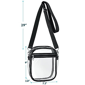 Lorbro Clear Bag Stadium Approved, Clear Crossbody Bag with Front Pocket, Adjustable Straps Shoulder Bags Clear Purses for Women Sporting Events, Concerts, Festivals (Clear, L)