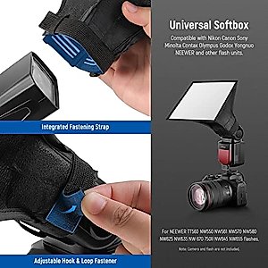NEEWER Flash Diffuser Light Softbox 6" x 5", Universal, Collapsible with Storage Pouch Compatible with Canon Nikon Sony Godox Yongnuo NEEWER speedlight