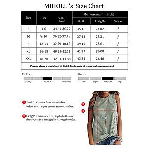 MIHOLL Womens Casual Tops Sleeveless Cute Twist Knot Waffle Knit Shirts Tank Tops (Medium, Light Green)