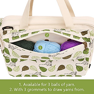 Lavievert Knitting Tote Bag Yarn Storage Bag for Carrying Projects, Knitting Needles, Crochet Hooks and Other Accessories