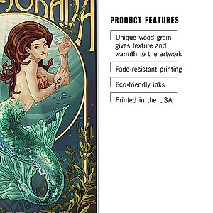 Lantern Press 6x9 Inch Wood Sign, Ready to Hang Wall Decor, Islamorada, Florida Keys, Mermaid