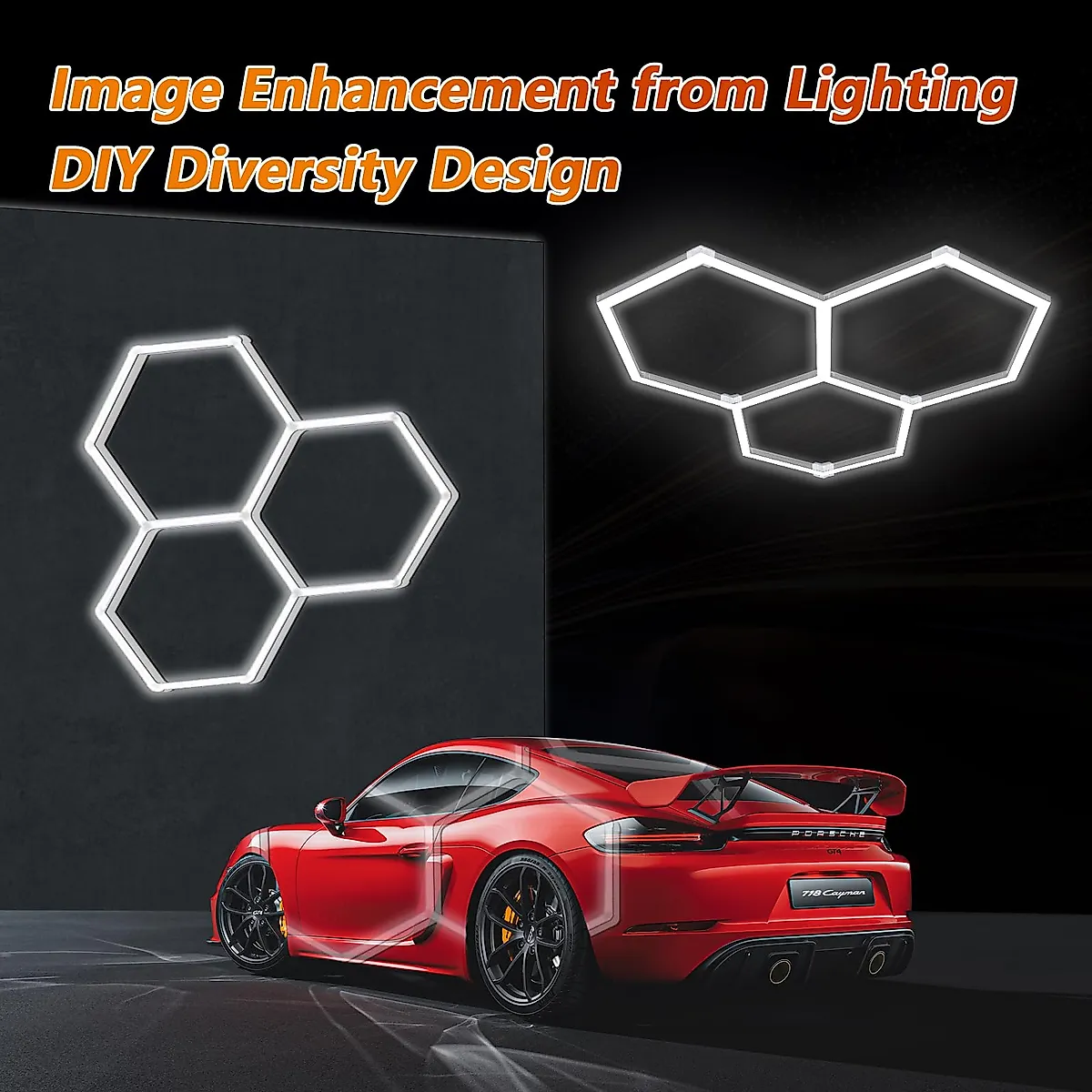 TOGJNDLL 𝑵𝒆𝒘 Hexagonal Garage Lights, Thickened Aluminum 3 Hexagonal Grid with Rectangular Frame, High Brightness 120W 14400LM 110V, for Garages, Shops, Basements, Car Beauty Shops, 3-Yr Warranty