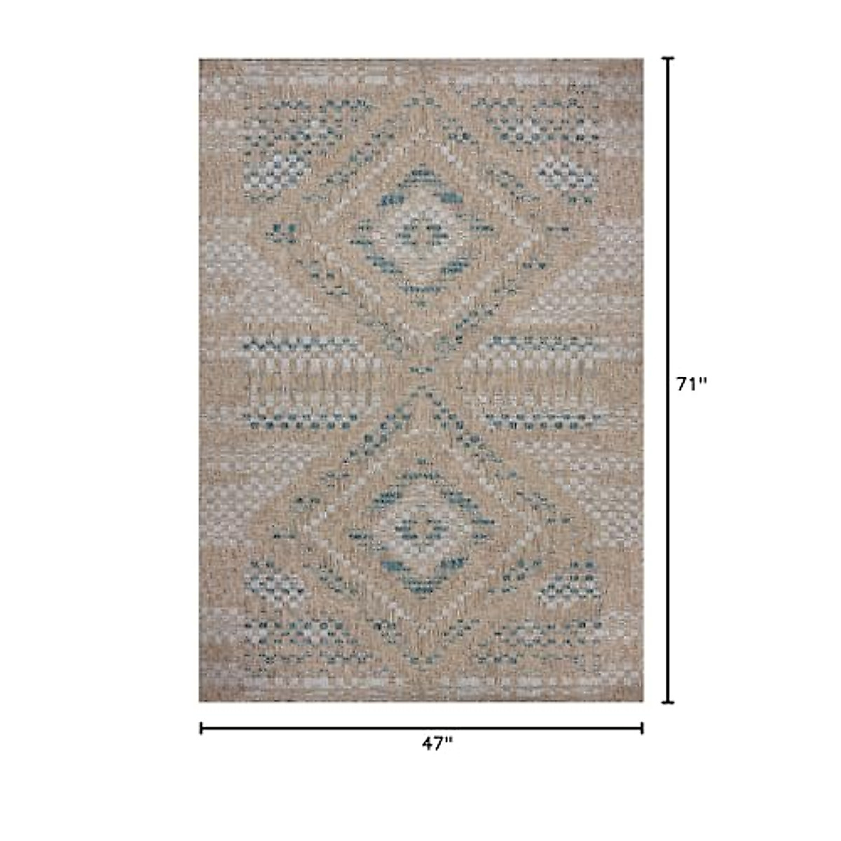 Loloi Amber Lewis x Topanga Natural/Aqua 3'-11" x 5'-11" Accent Rug