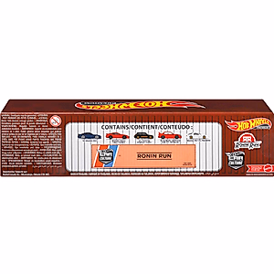 Hot Wheels Ronin Run Container Set, 5 1:64 Scale Premium Cars in Collectible Container, Metal/Metal Body & RealRiders Tires, for Collectors