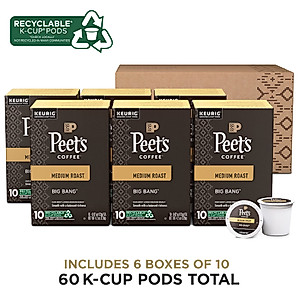 Peet's Coffee, Medium Roast K-Cup Pods for Keurig Brewers - Big Bang , 10 Count (Pack of 6), Packaging May Vary
