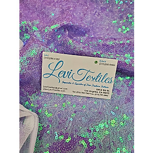 Levi Textiles, INC. 3 Feet 1 Yards Iridescent Sequin Fabric, by The Yard, Sequin Fabric, Tablecloth, Linen, Sequin Tablecloth, Table Runner Photo Booth Backdrop (Iridescent Lilac)