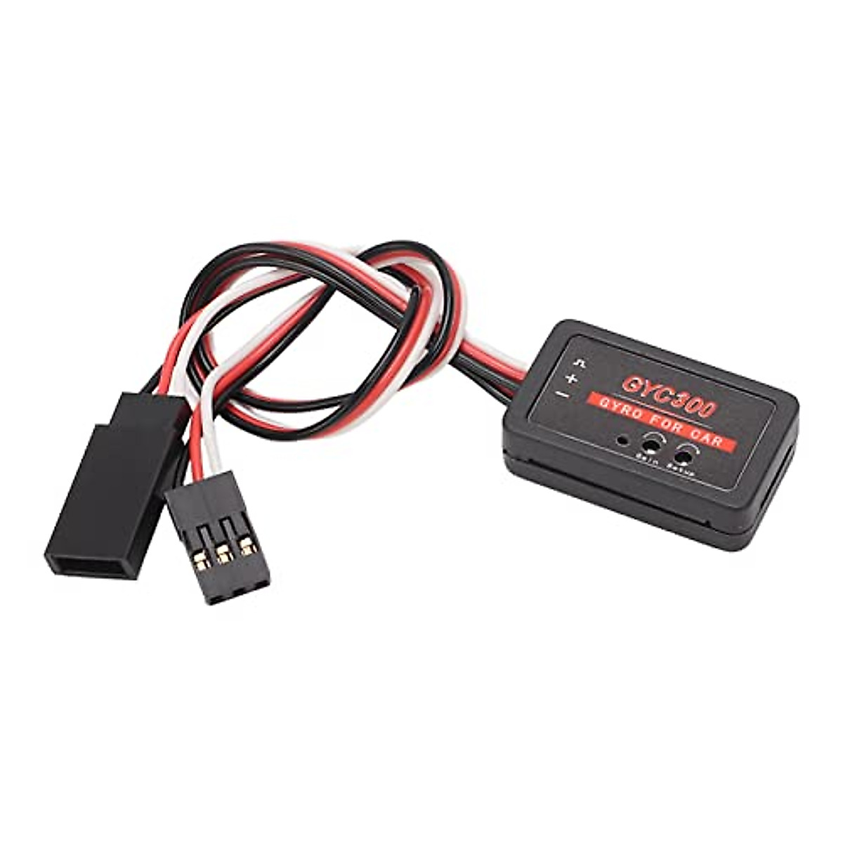 Kuuleyn Mini RC Gyroscope Set, RC Gyro Stabilizer, Cooling Min Gyroscope, GYC300 Mini Gyroscope for RC Car Boat Black Plastic One Pass Gain Sensitivity Adjustment RC Car Gyroscope Module