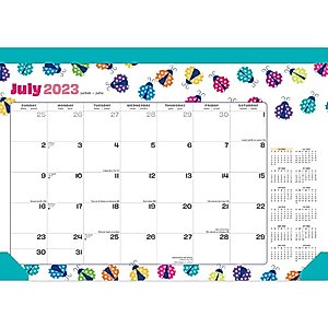 Ladybug Party | 2024 15.5 x 11 Inch 18 Months Monthly Desk Pad | July 2023 - December 2024 | StarGifts | Planning Stationery