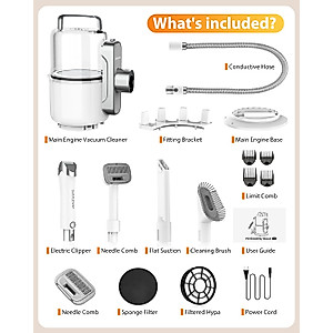 Simple Way Pet Grooming Vacuum, 6 in 1 Dog Grooming Kit with 3 Suction Mode and Large Capacity Dust Cup, Dog Vacuum for Shedding Grooming and Pet Vacuum for Dog Hair at Home (White)