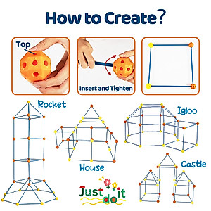 BRINJOY 158 PCS Fort Building Kit for Kids, Toddler Construction Fort Building Builder Toys for Boys Girls, DIY Build A Fort Set Indoor & Outdoor Educational Gift for Kids Age 5 6 7 8 10 12 Years Old