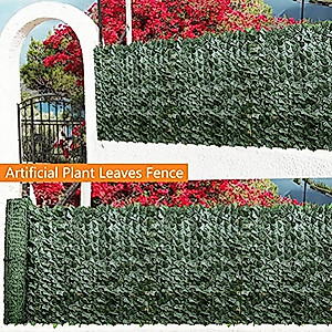 POPG Expandable Faux Fence Artificial Ivy Leaf Fence Mesh Screen Fencing Panels for Outdoor Garden Porch Patio Yard Balcony Decor, Artificial Hedges