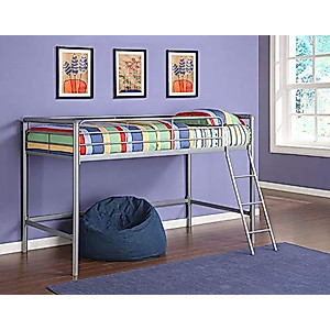 DHP Junior Loft Bed Frame with Ladder, Twin, Silver