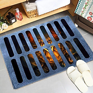 Halloween 3D Illusion Clown Doormat, (15.7 "x 23.6") Drain Doormat, Indoor and Outdoor Horror Movie Halloween Area Carpet Decoration (Blue-Black)