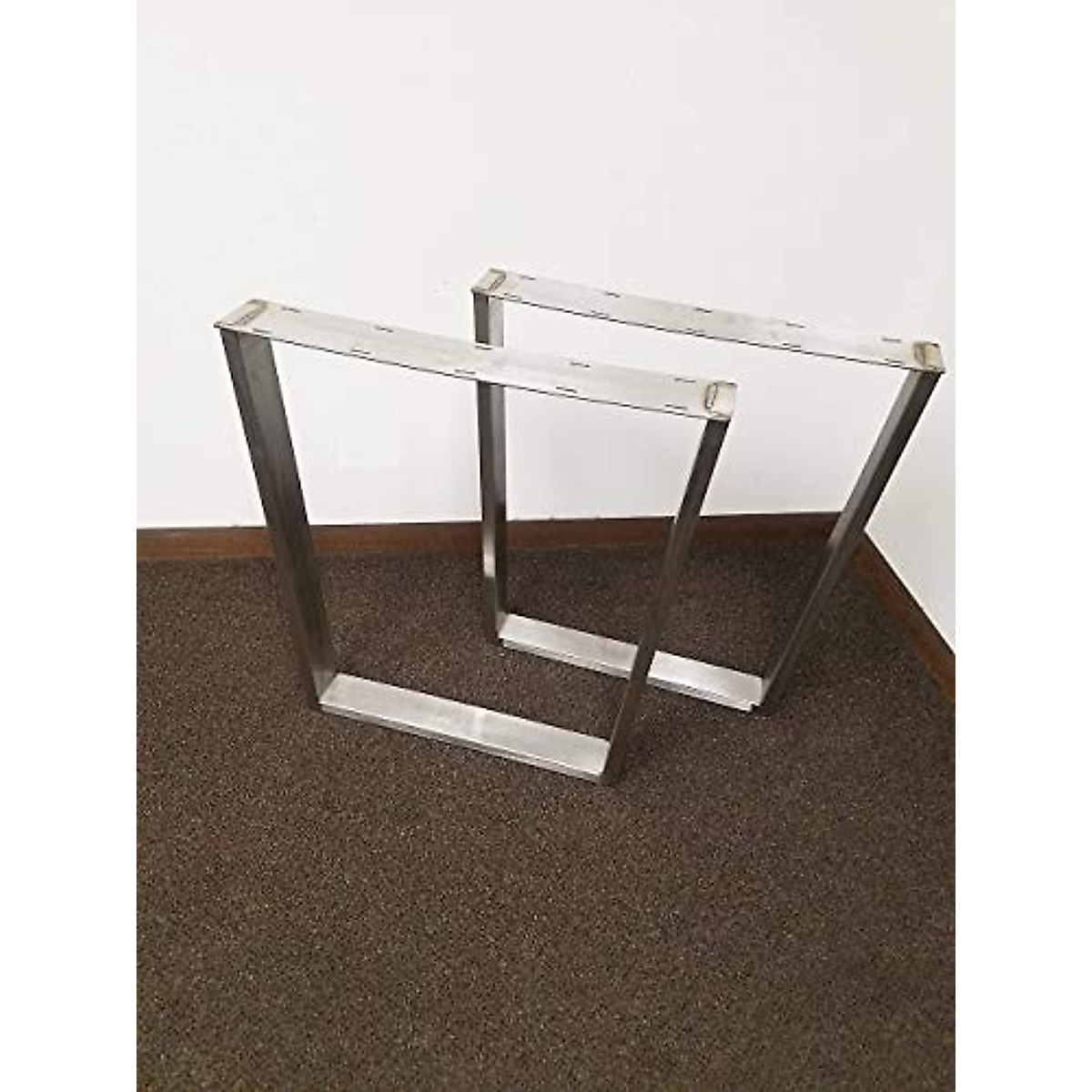 Brushed Stainless Table Legs, Rectangular Tapered Style - Any Size