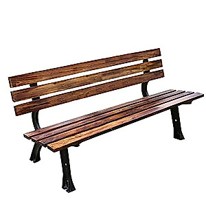 LASEVE Garden Benches, Solid Wood Garden Bench with Backrest, Outdoor Wooden Park Bench, Cast Iron Tripod Rust-Proof Leisure Retro Patio Furniture Patio Bench, 120cm/150cm