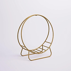 Barton 30" Hoop Log Rack Gold Fireplace Firewood Holder Fire Wood Storage Indoor Outdoor Carrier