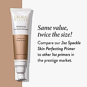 LAURA GELLER NEW YORK Spackle Super-Size - Champagne Glow - 2 Fl Oz - Skin Perfecting Primer Makeup with Hyaluronic Acid - Long-Wear Foundation Face Primer