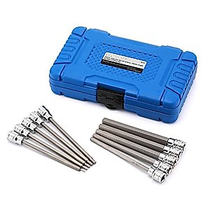 MIXPOWER 3/8 Inch Drive Long Hex Bit Socket Set, 1/16 Inch to 1/2 Inch, SAE, Extra Long Allen Hex Bit Socket Set, CR-V and S2 Steel, 10 Pieces