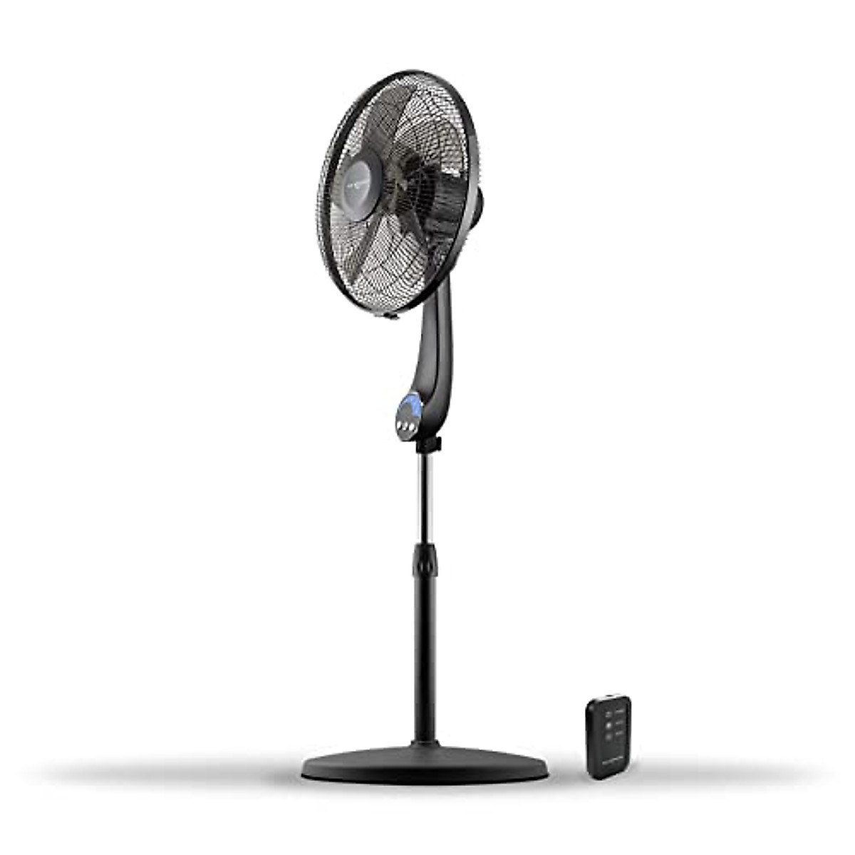 Air Monster 16" 5-Blade, 5 Speed Adjustable Height Ultra Powerful Quiet Oscillating Standing Pedestal Fan with Remote Control, 7.5 Hour Timer, Stand Fan for Bedroom, Black