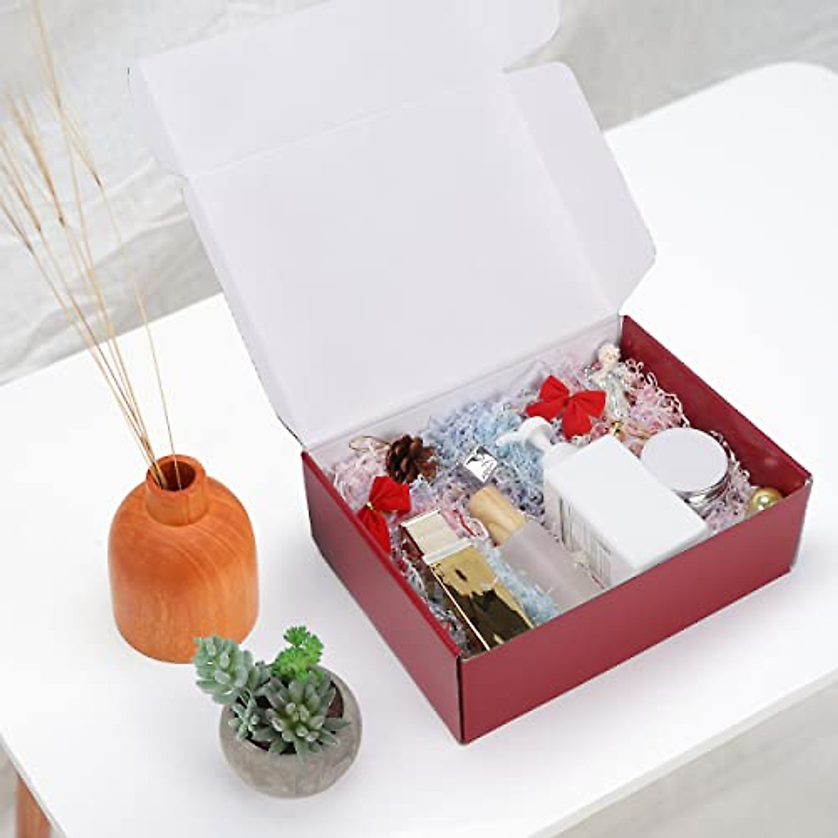 EYMPEU 12x9x4 Inches Gift Boxes Set of 20 Red Corrugated Cardboard Mailing Gift Wrap Boxes with Lids, Christmas Gift Wrapping, Small Business, Literature, Mailer