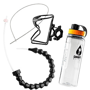 Giraffe Bottle Tower Hands Free Drinking System, Clear Tritan Bottle, with Round Tube Mounted Bottle Holder (length 25 in / 63 cm)