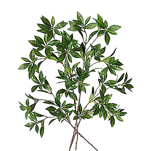 Forlaoers 4pcs Nearly Natural Artificial Plants Fake Green Flowers Leaves Olive Twigs Willow Branches for Tall Vases Home Decor Indoor Living Room Desk Wedding Greenery Stems for Centerpieces
