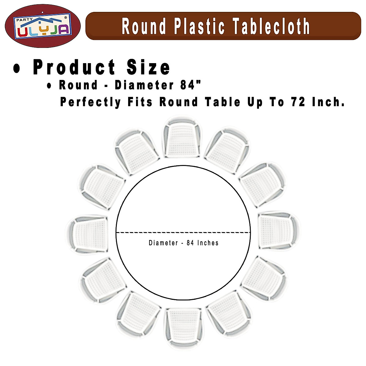 Black Plastic Tablecloths 3 Pack Disposable Table Covers 84 Inch Circle Shower Party Tablecovers PEVA Vinyl Table Cloths for Round Tables up to 6 ft and Picnic BBQ Birthday Wedding Catering Banquet