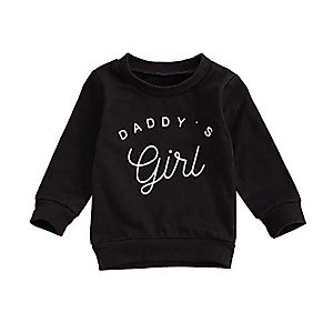 DuAnyozu Infant Toddler Baby Girl Long Sleeve Shirts Daddys Girl Pullover Sweatshirt Tops Fall Outfit Casual Clothes (Black, 12-18 Months)