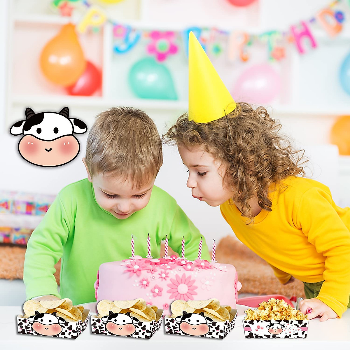 Cow Print Disposable Paper Food Trays 24pcs Holy Cow Im One Birthday Decorations Girl Boy Nacho Trays For Cow Party Favors Baby Shower Party Supplies