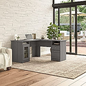 Bush Furniture Cabot 60W L Shaped Computer Desk in Modern Gray