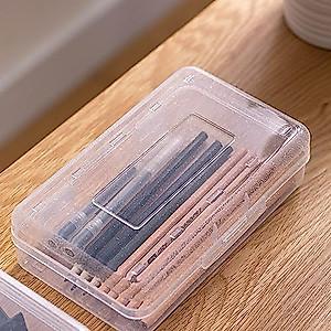 CENGNIAN 1 Pack Large Capacity Clear Pencil Box, Clear Pencil Case, Plastic Crayon Box, Pencil Cases, Plastic Pencil Case, Plastic Pencil Box, Crayon Box Storage, Hard Pencil Case