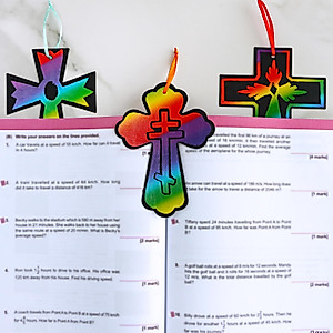 Winlyn 72 Sets 6 Styles Magic Color Scratch Cross Ornaments Craft Kits Rainbow Scratch Art Sets Scratch Paper Crosses with Scratching Tools for Kids Classroom VBS Sunday School Religious Activities