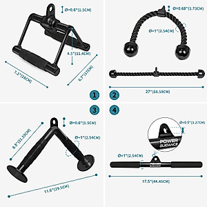 POWER GUIDANCE Triceps Pull Down Attachment, Cable Machine Accessories for Home Gym, LAT Pull Down Attachment Weight Fitness