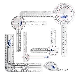 ASA TECHMED 6 Pcs 360° 12, 8 and 6 Inch Medical Spinal Goniometer Angle Protractor Angle Ruler