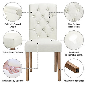 Yaheetech Dining Chair Dining Room Chair Living Room Side Chairs Tufted Parsons Chairs for Hotel, Restaurants, Wedding Banquet, Meeting, Celebration Beige, Set of 2