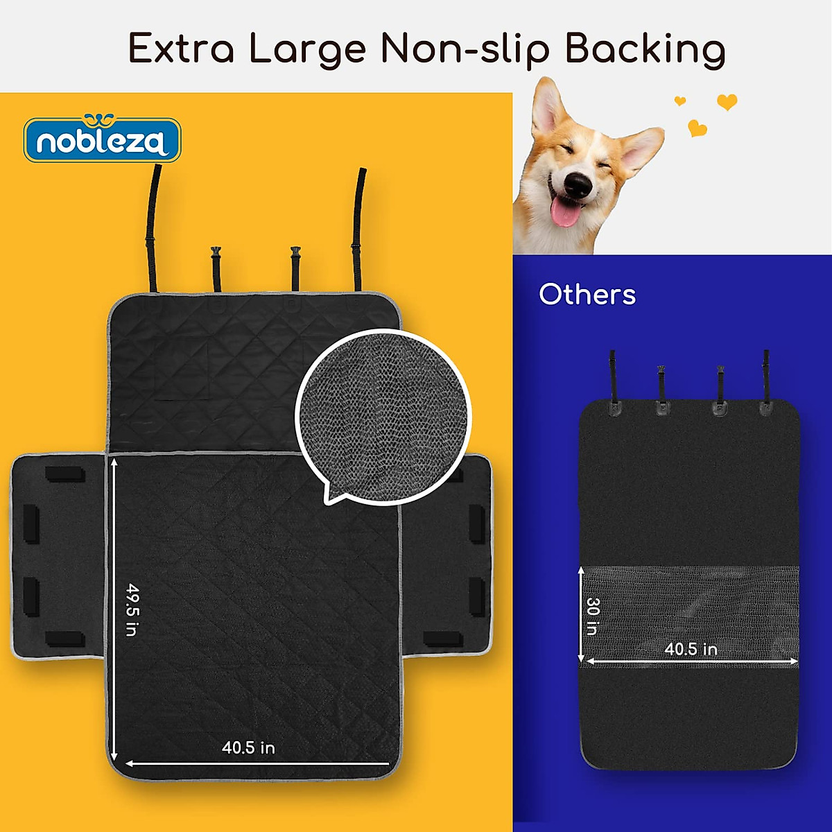 Nobleza Cargo Liner for Dogs, Nonslip Waterproof Dog Car Cover for SUV with Bumper Flaps and Storage Pockets, Universal Washable Pet Cargo Trunk Liner Protector for Safety, 40.5" W x 72.5" L