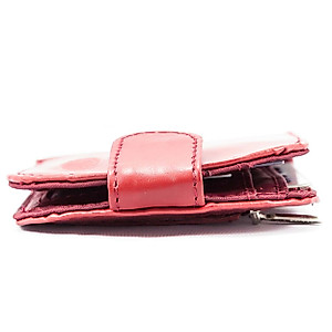 Big Skinny Women's Taxicat Leather Bi-Fold Slim Wallet, Holds Up to 25 Cards, Red