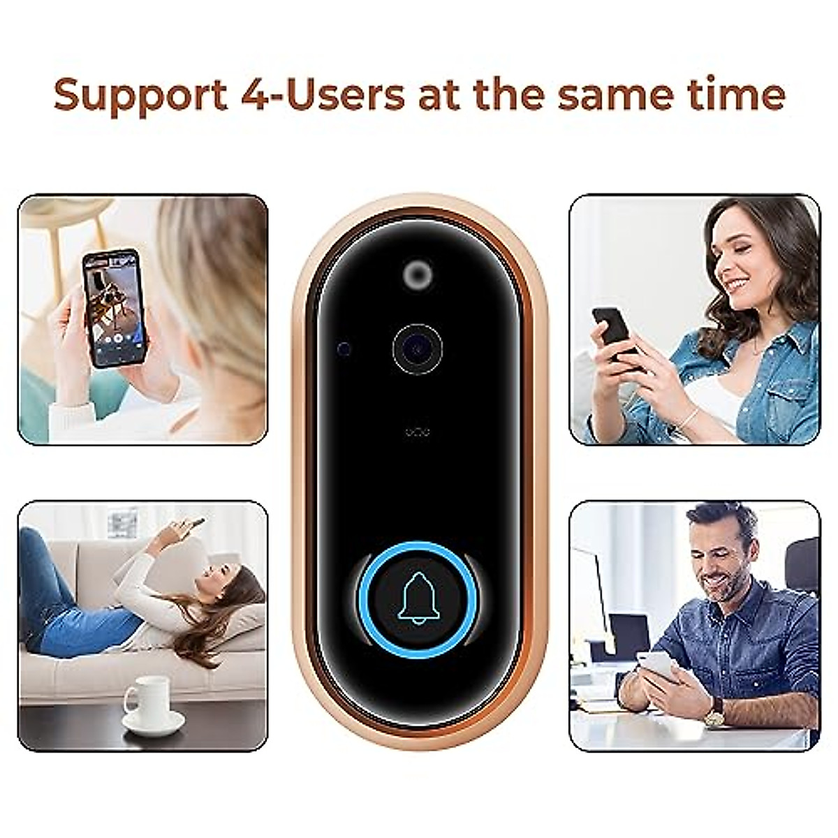 Atopskins Ring Video Doorbell Camera Wireless, 1080P Door Bell Cameras Wireless with Buzzer, AI Smart Human Detection, 2-Way Audio, Voice Changing, 1080P Night Vision, Cloud Storage, Alert, SMS Push