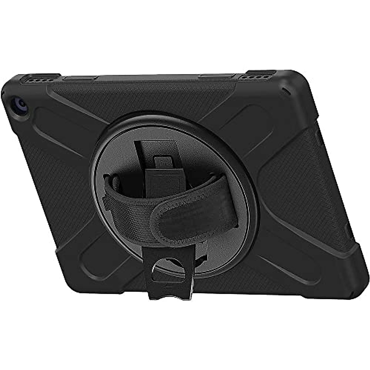 SaharaCase Protection Hand Strap Series Case for Amazon Fire HD 10 (2021) and Amazon Fire HD 10 Plus (2021) [Shockproof Bumper] Kickstand Rugged Protection Anti-Slip Grip - Black