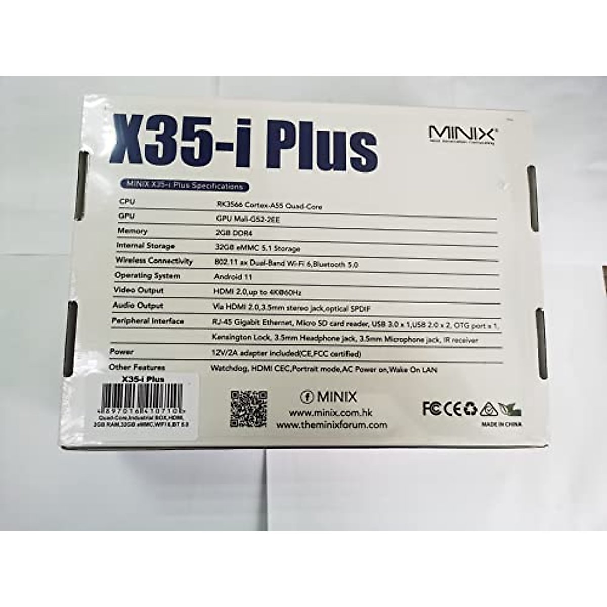 MINIX X35-i Plus 4K Ultra HD Industrial Android Player, WiFi 6/2GB DDR4/32GB eMMC 5.1 /GLAN/Pre-Rooted Firmware/Wake On LAN/Auto Power. Ideal for Digital Signage and Industrial Application.