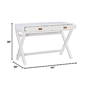 Linon Desk, White, 44"W x 20"D x 30"H