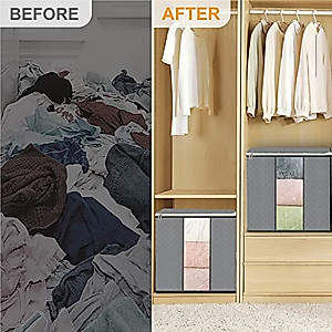 Ceither Large Storage Bag, 4 Pack Collapsible Storage Bins Organizer For Clothes Blankets Durable Fabric Smooth Zips Reinforced Handles, Visible Window Breathable Storage Box (vertical)