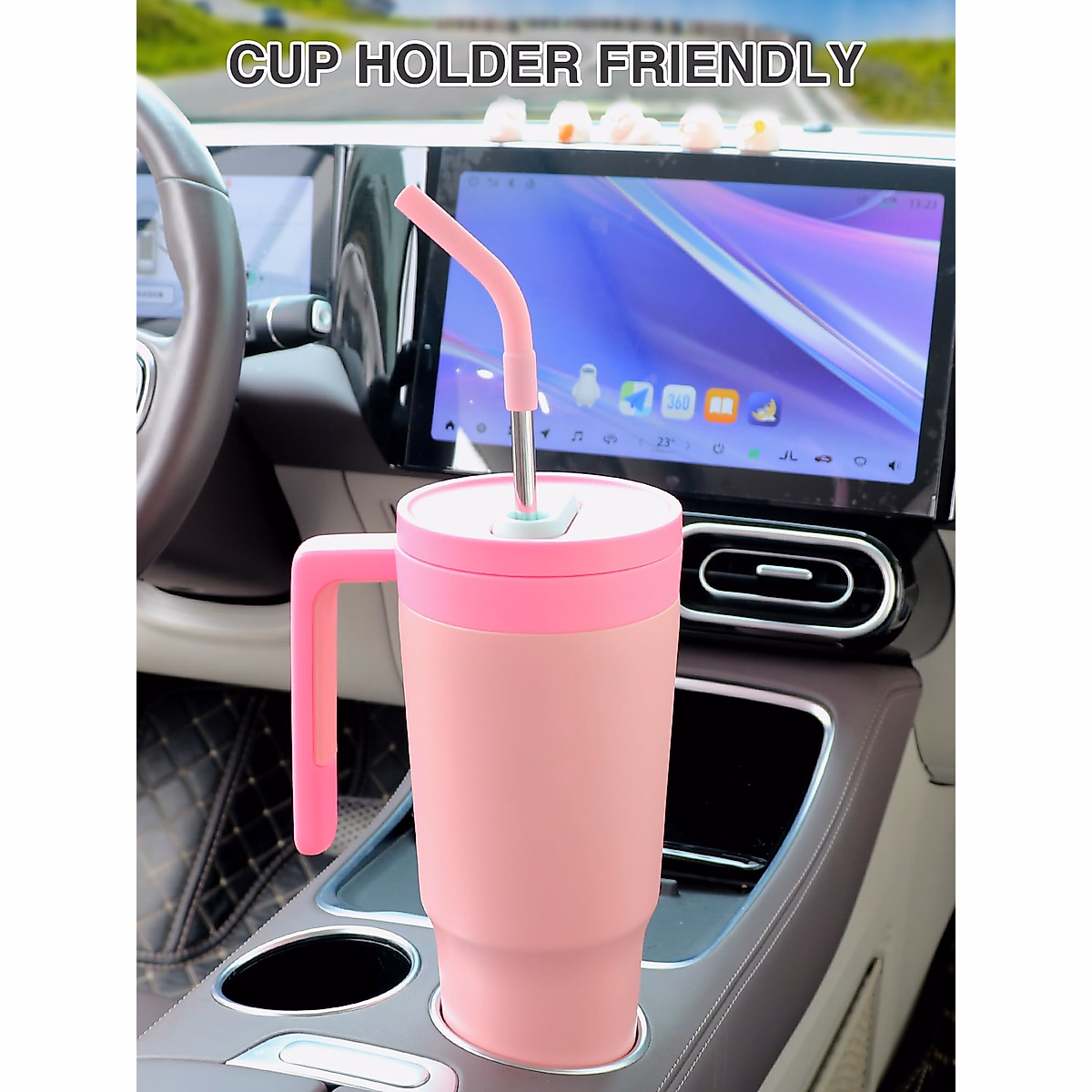 Raki Venus 40 oz Tumbler with Lid and Straw Double-wall Vacuum Water Bottle with Straw Spill Proof Insulated Water Bottle Stainless Steel Cup-holder Friendly Fruit Infusing Bottle Non BPA