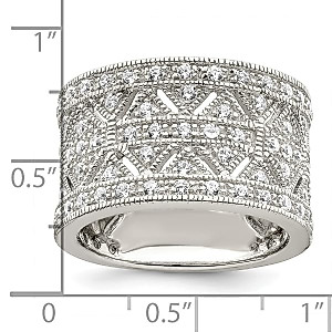 IceCarats 925 Sterling Silver Cubic Zirconia CZ Vintage Wedding Band Ring Size 6