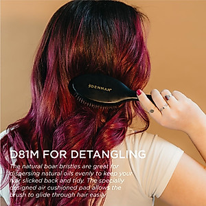 Denman Style and Shine Hair Brush for Slick Back Looks and Adding Glossy Shine to Hair with Soft Nylon Quill Boar Bristles for Sleek Smoothing, Detangling and Styling – Black, D81M