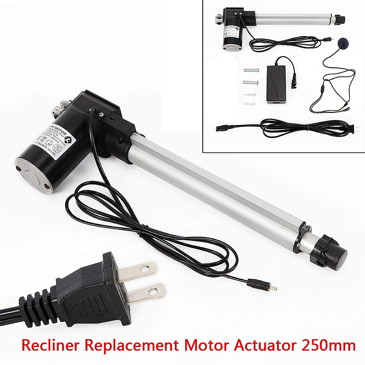 WETUSSEX Power Recliner Chair Lift Motor Actuator, 250mm Stroke 24V DC Heavy Duty Electric Chair Lift Linear Actuator Replacement Power Recliner Sofa Lift Chairs Motor Actuator