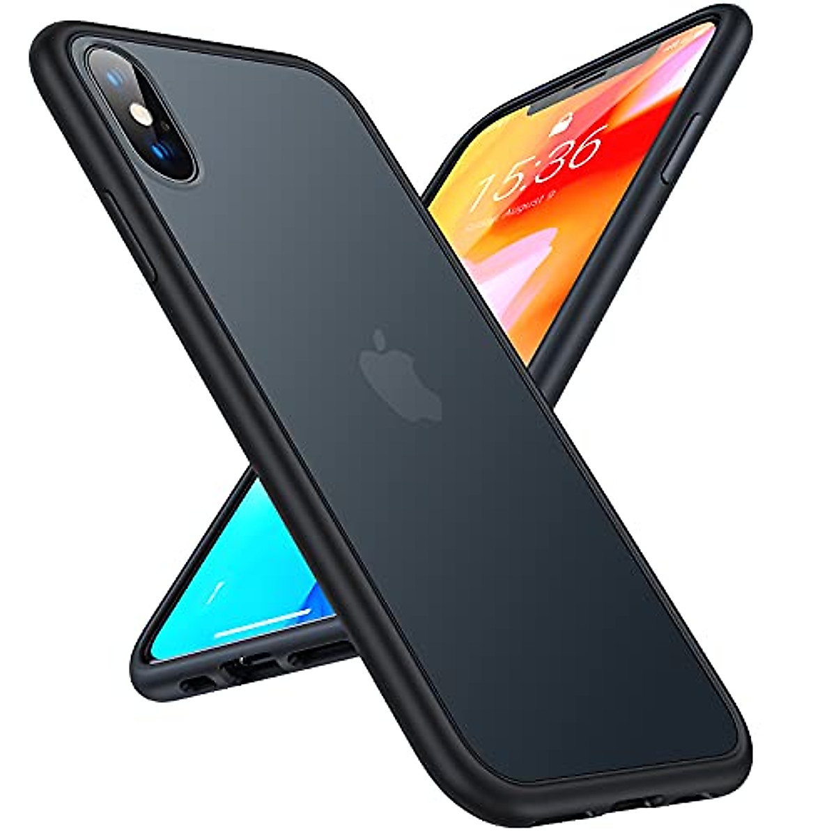 TORRAS Shockproof iPhone Xs Case/iPhone X Case/iPhone 10 Case/iPhone 10s case [Military Grade Drop Protection] Anti-Scratch Hard PC Back and Soft Silicone Thin Case Slim Fit iPhone X/XS Case-Black