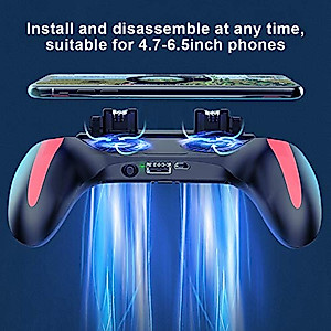 Shanrya Mobile Phone Gamepad, Comfortable Touch Dual Cooling Fans, Heat Dissipation for Smartphone Watching Film Playing Games(5000mah)