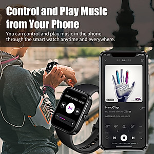 AlERTSEAL Smart Watch, Smart Watch for Android and iOS Phones, 1.7" Full Touch Screen Fitness Watch with Heart Rate, Blood Oxygen Monitor,Sleep Monitor, 5ATM Waterproof Smartwatch for Men Women Black