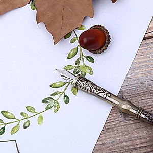 Calligraphy Pen Set Writing Quill Pen 6 Nibs and Ink,Antique Dip Feather Pen Gift Set for Beginners Birthday Gift,Beautiful Vintage Signature Pen